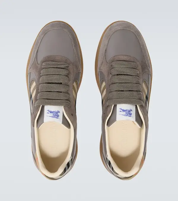 Burberry Terrace Leather And Suede Sneakers - Grey