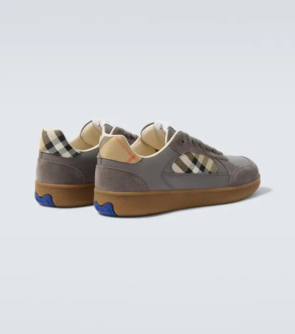 Burberry Terrace Leather And Suede Sneakers - Grey