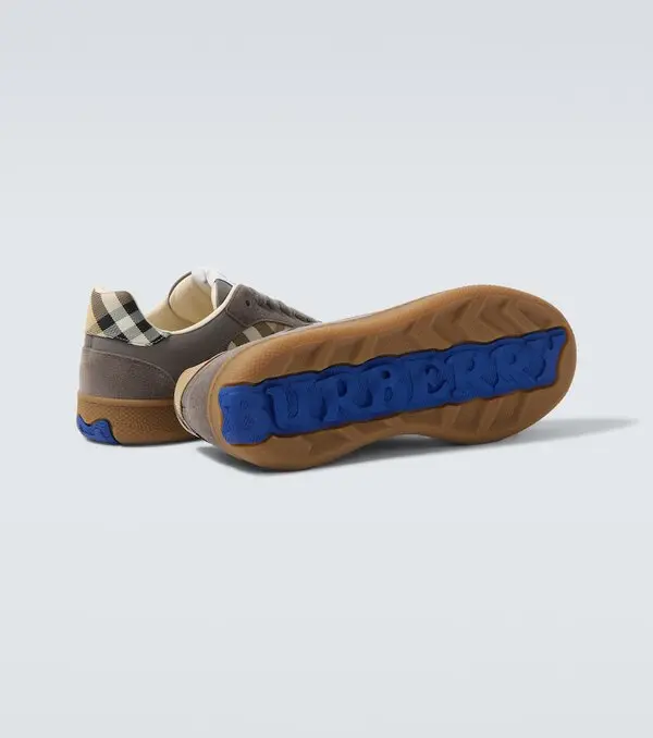 Burberry Terrace Leather And Suede Sneakers - Grey