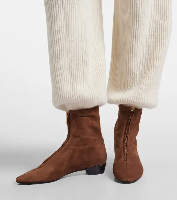 HERBERT LEVINE Shearling-trimmed Suede Ankle Boots
