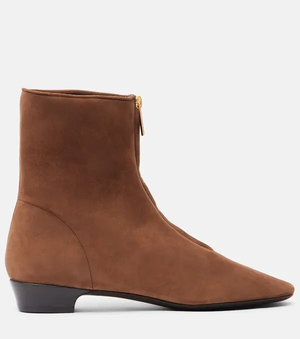 HERBERT LEVINE Shearling-trimmed Suede Ankle Boots