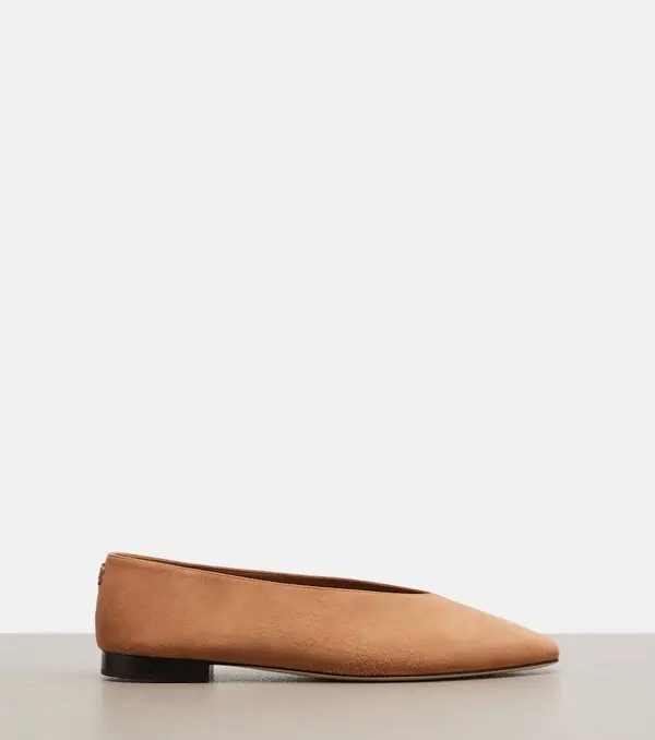 JIMMY CHOO Margot Suede Pointed Toe Ballet Flats - Beige