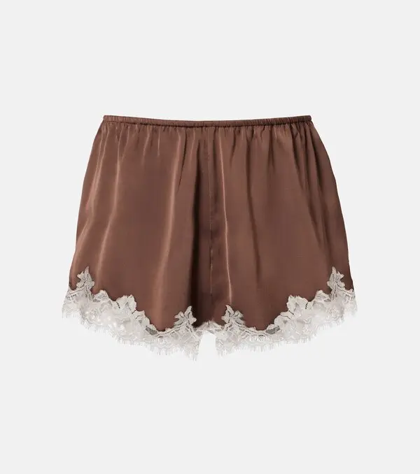 Faithfull The Brand Marisol Lace Trimmed Shorts - Brown