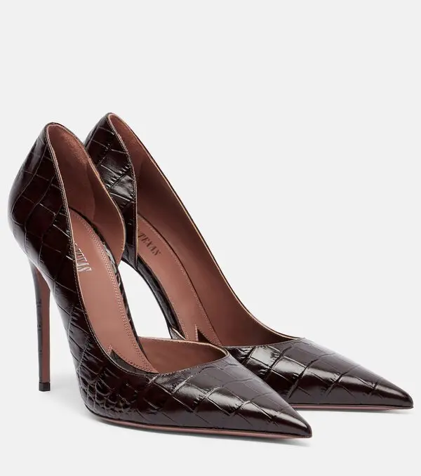 Paris Texas Vera Croc-effect Leather Pumps - Brown