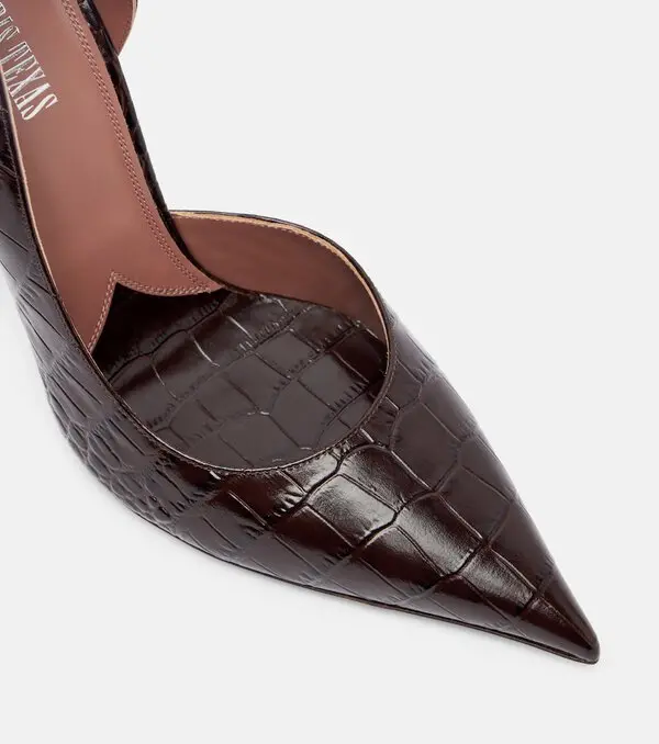 Paris Texas Vera Croc-effect Leather Pumps - Brown