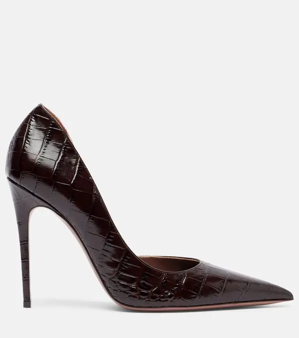 Paris Texas Vera Croc-effect Leather Pumps - Brown