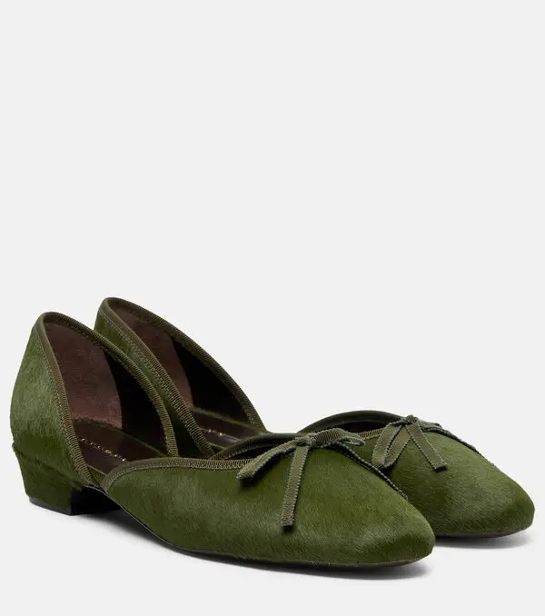 HERBERT LEVINE Calf Hair Ballet Flats - Green
