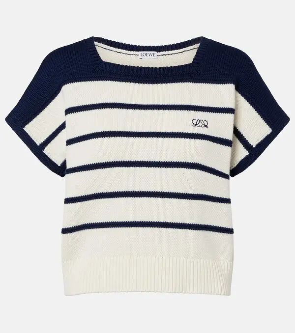Loewe Striped Cotton And Wool Sweater - Blue