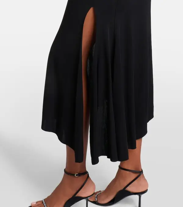 Victoria Beckham Gathered Asymmetric Jersey Midi Dress