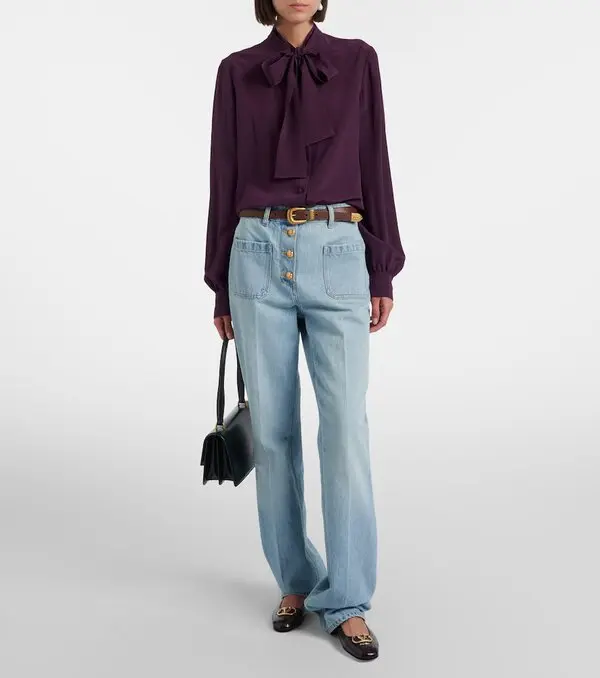 Valentino Garavani Vlogo Croc-effect Leather Ballet Flats