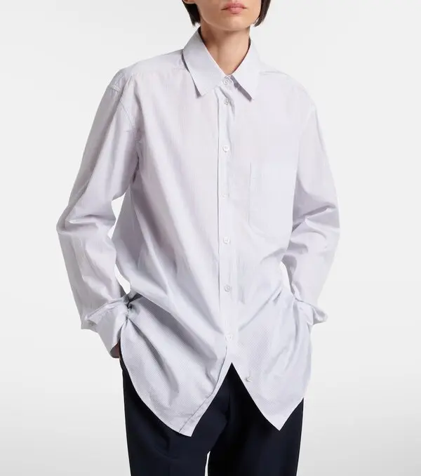 THE ROW Gavina Pinstripe Cotton Poplin Shirt