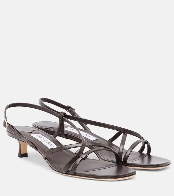 JIMMY CHOO Farris Leather Sandals - Brown