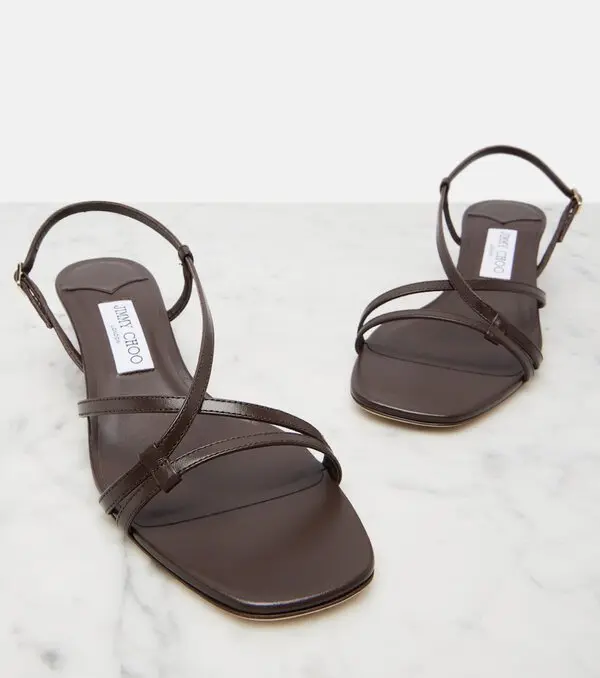 JIMMY CHOO Farris Leather Sandals - Brown