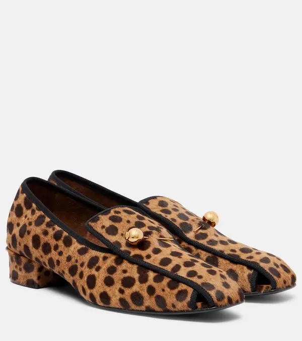 HERBERT LEVINE Showtime Leopard-print Calf Hair Loafer Pumps - Brown