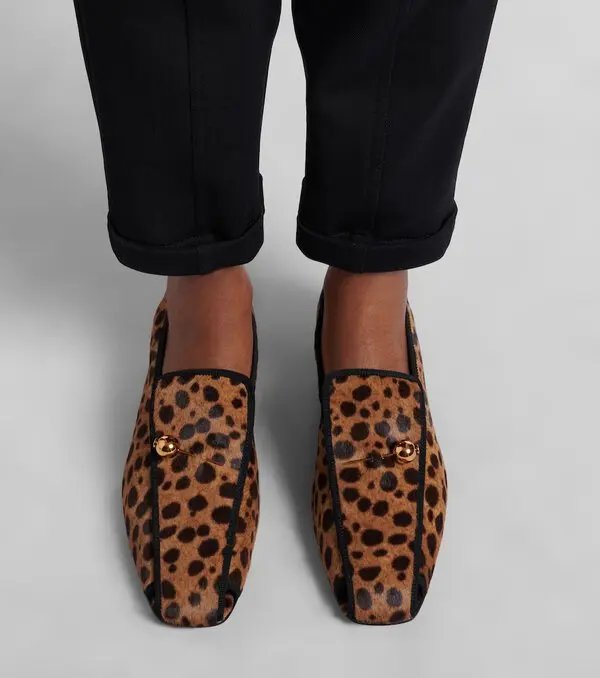 HERBERT LEVINE Showtime Leopard-print Calf Hair Loafer Pumps - Brown