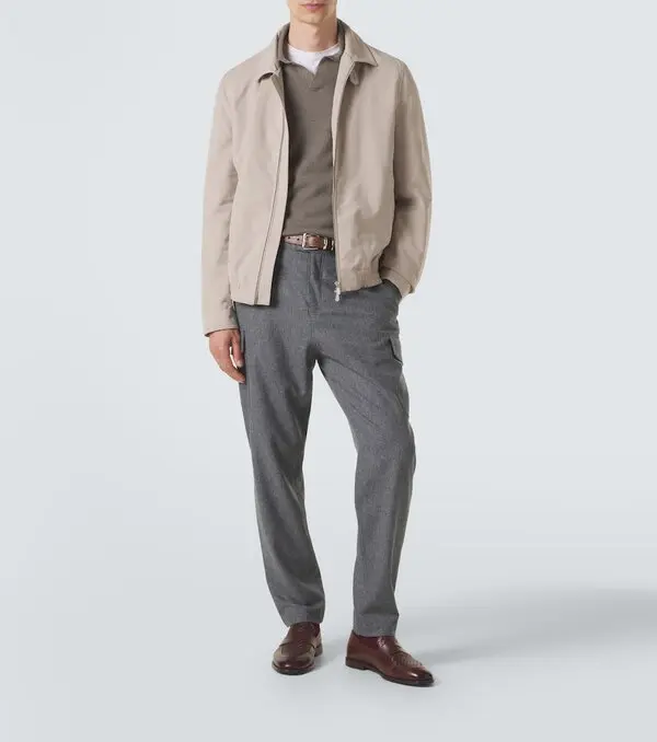 Brunello Cucinelli Cashmere Notch Neck Polo Sweater - Grey
