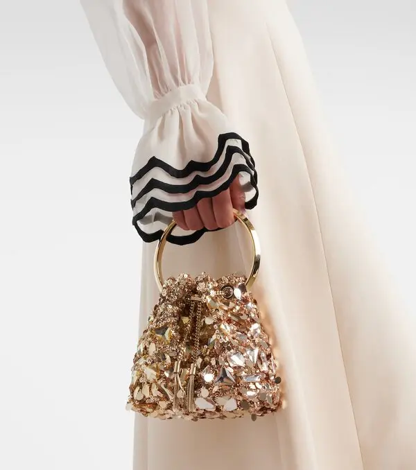 JIMMY CHOO Bon Bon Small Embellished Bucket Bag