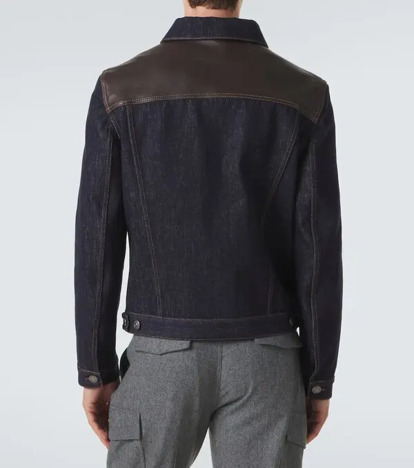 Brunello Cucinelli Leather-trimmed Denim Jacket