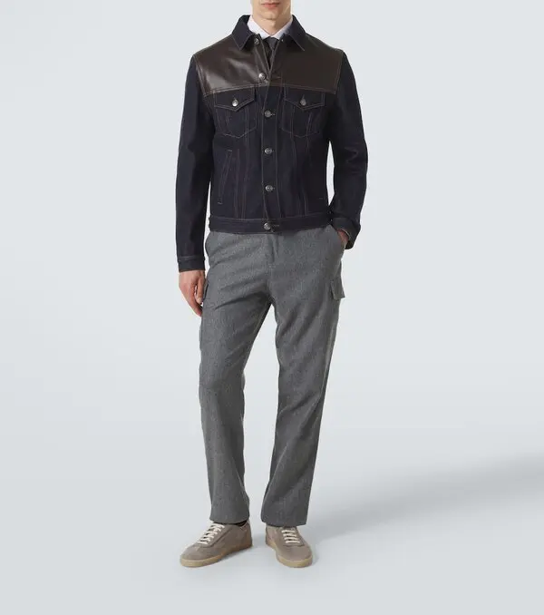 Brunello Cucinelli Leather-trimmed Denim Jacket