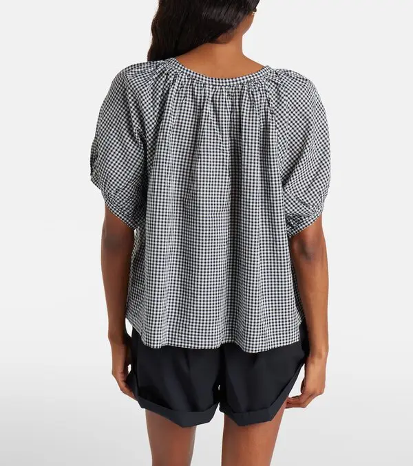 DÔEN June Gingham Cotton Blend Top - Black