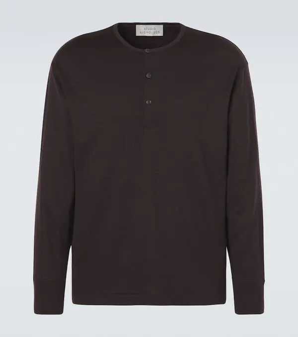 Studio Nicholson Kuyto Wool Henley Shirt - Brown