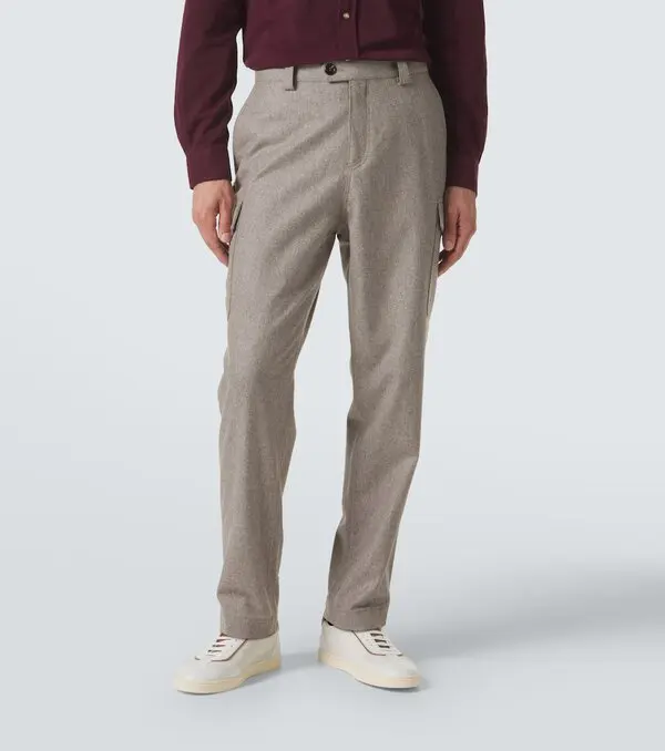 Brunello Cucinelli Tapered Wool Trousers - Beige
