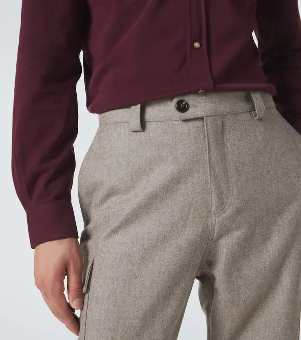 Brunello Cucinelli Tapered Wool Trousers - Beige