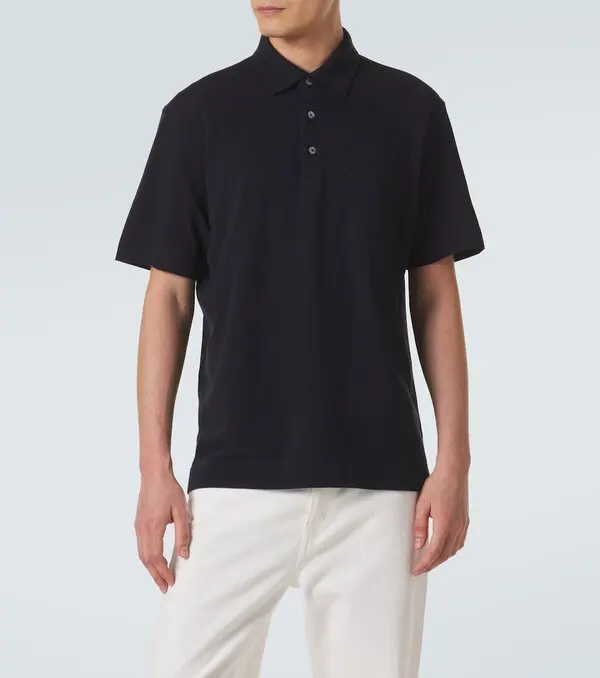 Zegna Cotton Pique Polo Shirt - Blue