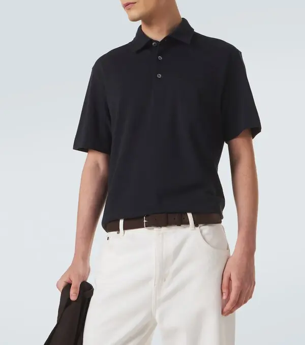 Zegna Cotton Pique Polo Shirt - Blue