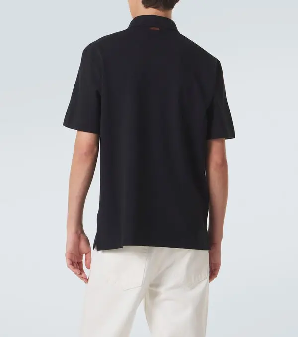 Zegna Cotton Pique Polo Shirt - Blue