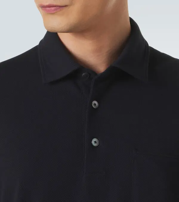 Zegna Cotton Pique Polo Shirt - Blue