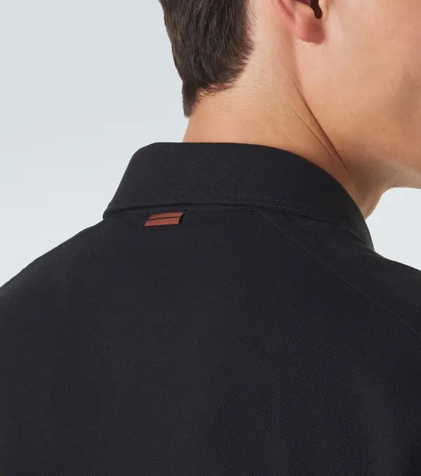 Zegna Cotton Pique Polo Shirt - Blue
