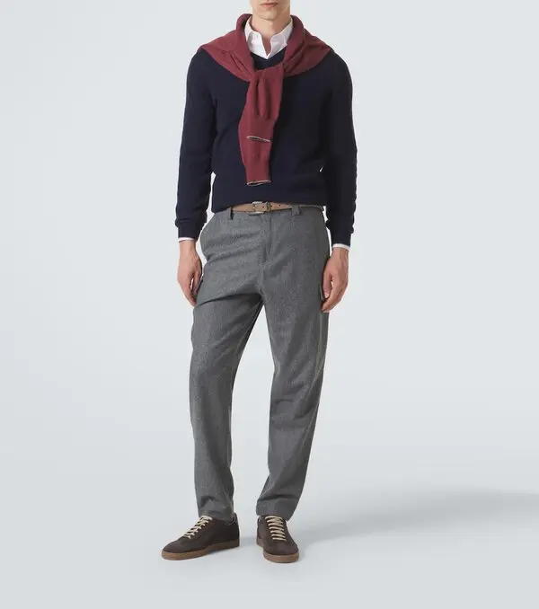 Brunello Cucinelli V-neck Cashmere Sweater - Blue