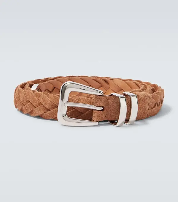 Brunello Cucinelli Braided Suede Belt - Brown