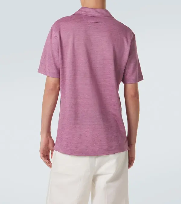 Zegna Linen Polo Shirt - Purple