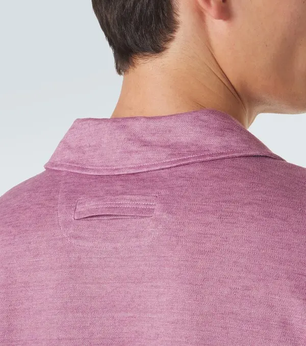 Zegna Linen Polo Shirt - Purple