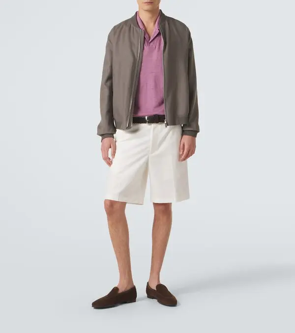 Zegna Linen Polo Shirt - Purple