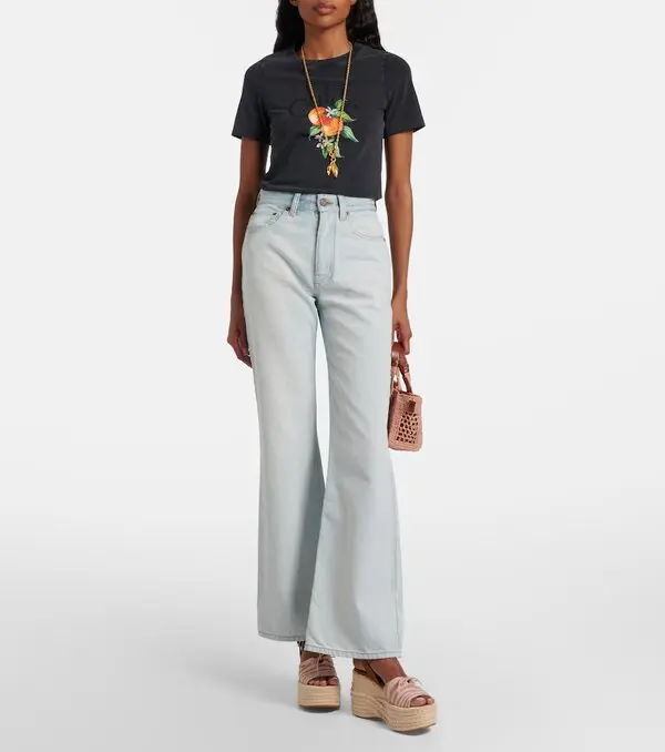 Chloé Faded Wide-leg Jeans