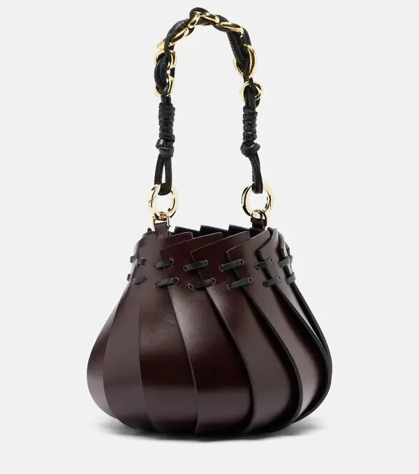 AMANU Burundi Mini Leather Bucket Bag - Brown