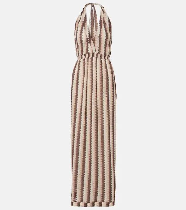 Melissa Odabash Mariah Knitted Maxi Dress - Brown