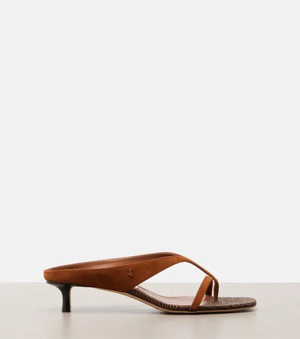 JIMMY CHOO Emeri Suede Thong Sandals - Brown