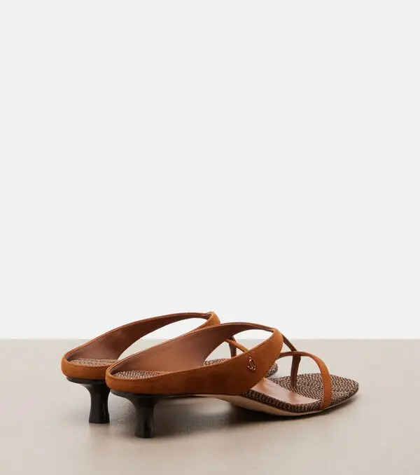 JIMMY CHOO Emeri Suede Thong Sandals - Brown