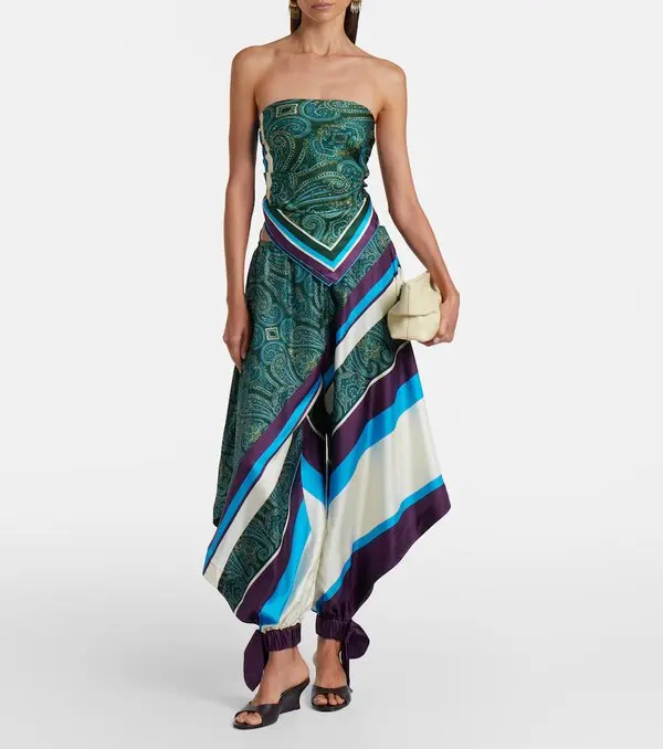 ALEMAIS Joni Printed Silk Twill Balloon Pants - Multicoloured