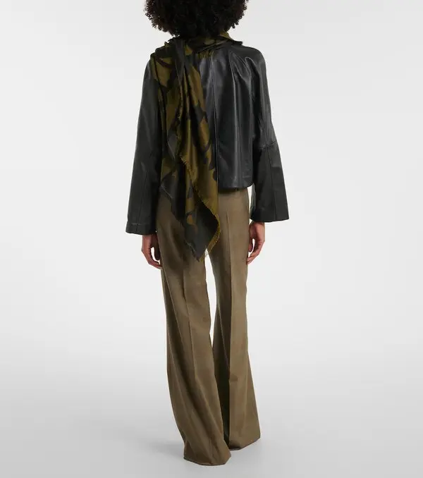 Max Mara Checked Virgin Wool Wide-leg Pants - Brown