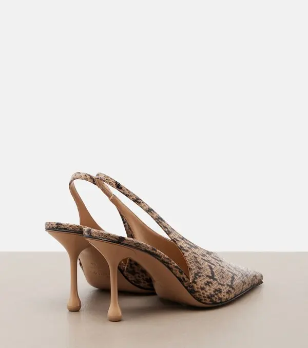 JIMMY CHOO Isa Snake-effect Leather Slingback Pumps - Brown