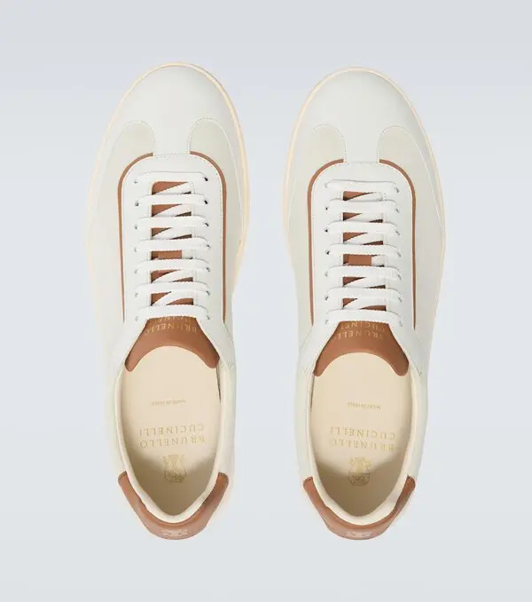 Brunello Cucinelli Leather-trimmed Suede Sneakers