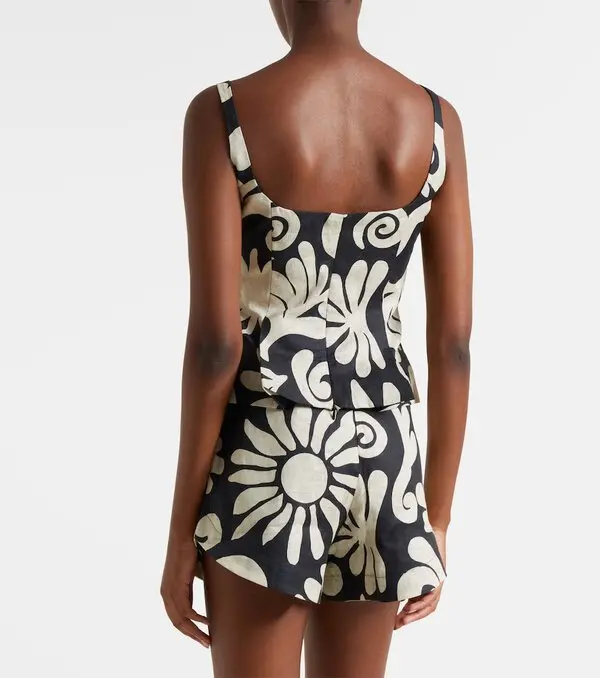 CALA DE LA CRUZ Printed Linen Top