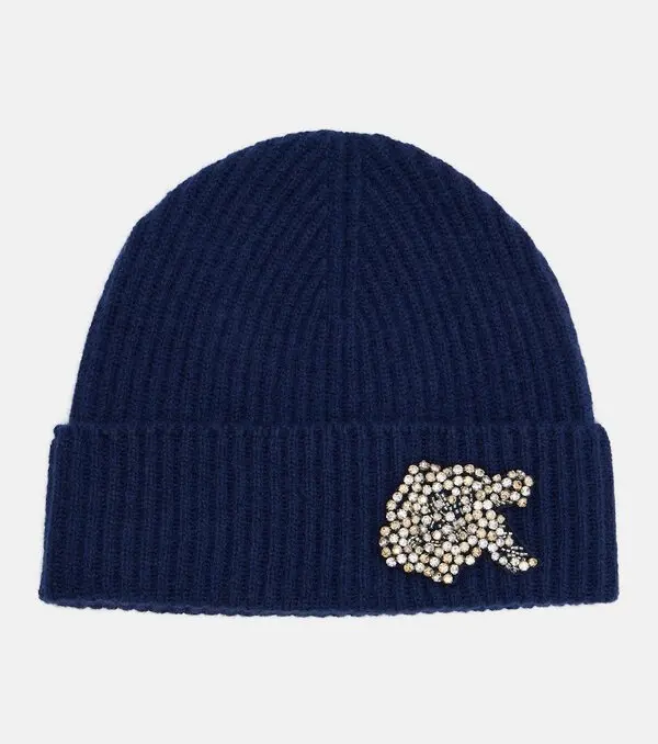 Erdem Embellished Cashmere Beanie - Blue