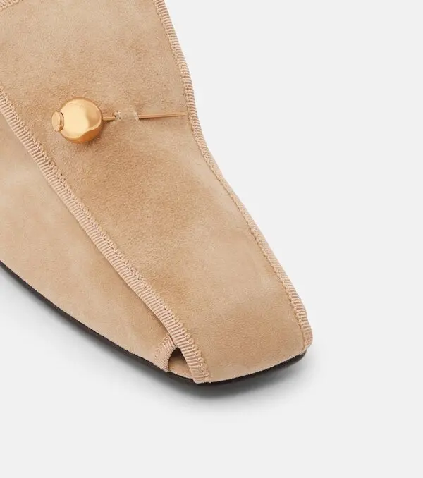 HERBERT LEVINE Showtime Suede Loafer Pumps With Gold Hardware