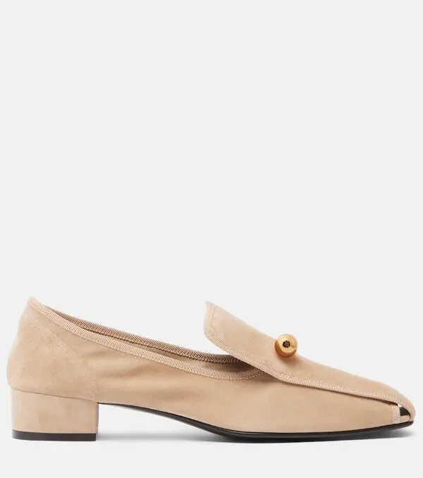 HERBERT LEVINE Showtime Suede Loafer Pumps With Gold Hardware